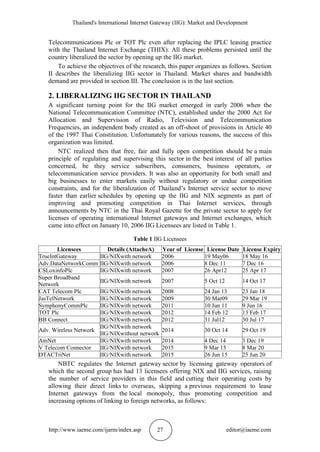 THA ILAND'S INTERNATIONA L INTERNET GATEWAY (IIG) : MARKET AND ...