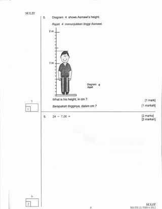Soalan Percubaan UPSR 2012 Negeri Kelantan Subjek Matematik Kertas 2 | PDF