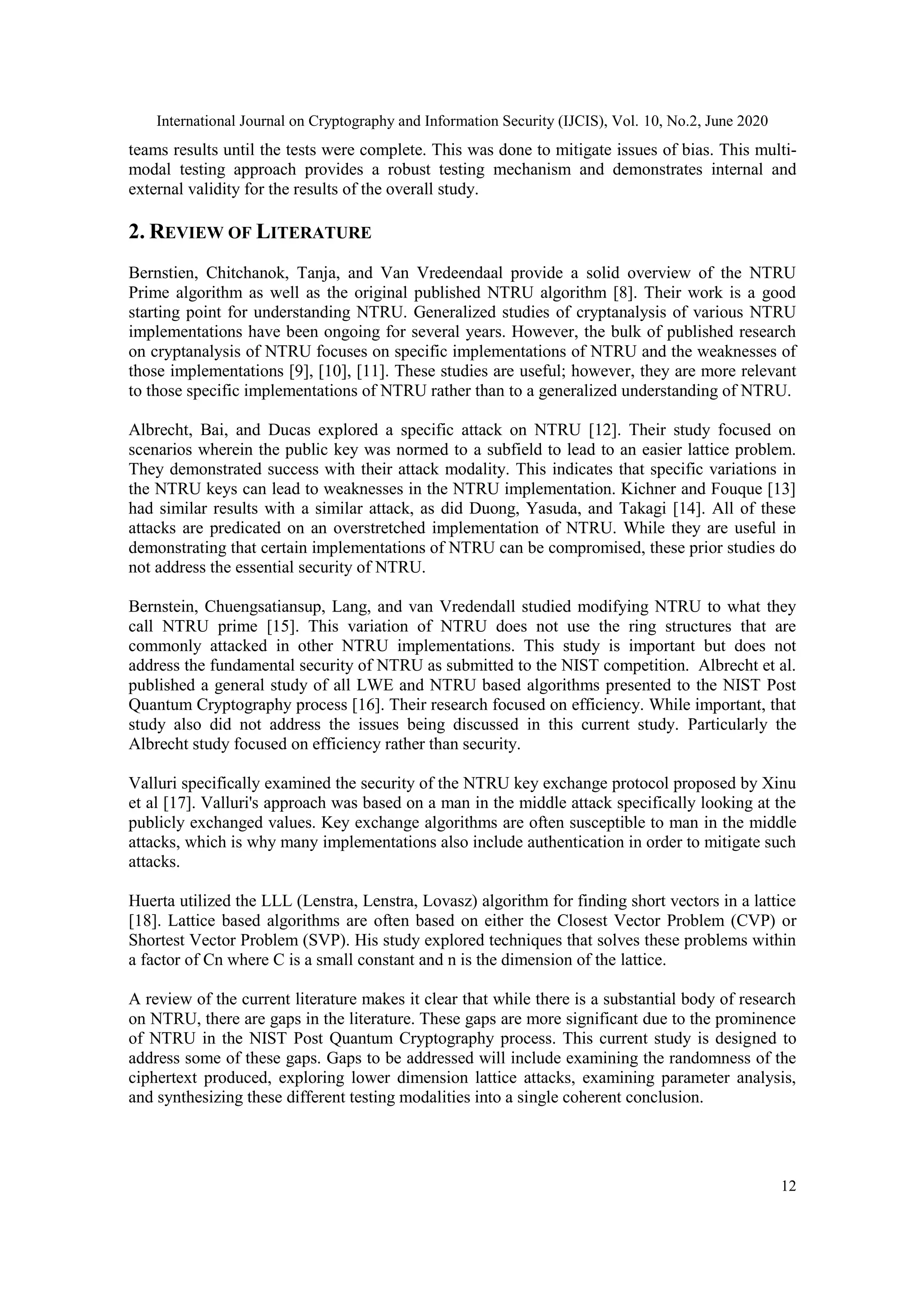 TOWARDS A DEEPER NTRU ANALYSIS: A MULTI MODAL ANALYSIS | PDF