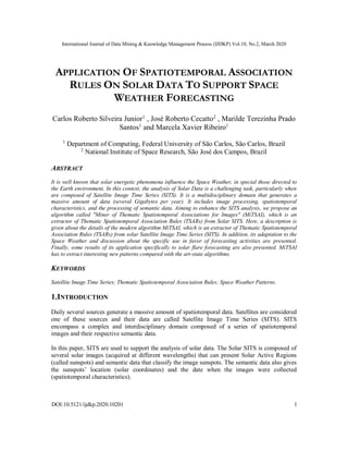 Application of Spatiotemporal Association Rules on Solar Data to ...