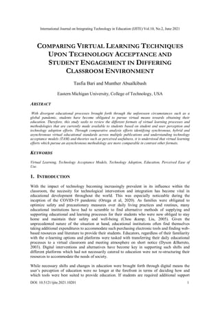 Comparing Virtual Learning Techniques Upon Technology Acceptance and ...