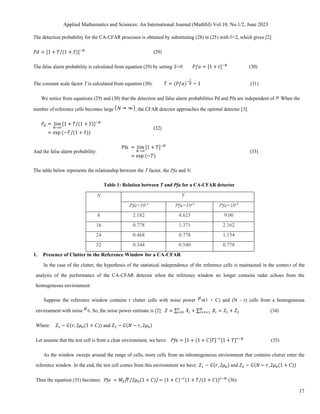 Moving Target Detection Using CA, SO and GO-CFAR detectors in Nonhomogeneous Environment | PDF