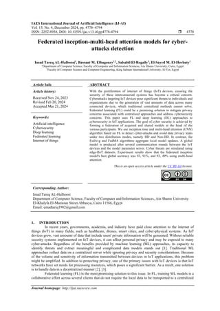 Federated inception-multi-head attention models for cyber attacks ...