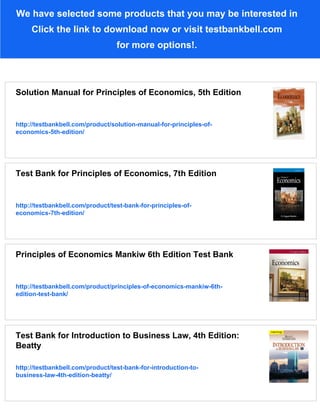 Test Bank for Principles of Economics, 5th Edition | PDF