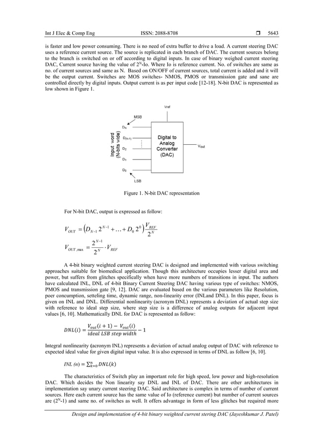 Design and implementation of 4-bit binary weighted current steering DAC | PDF