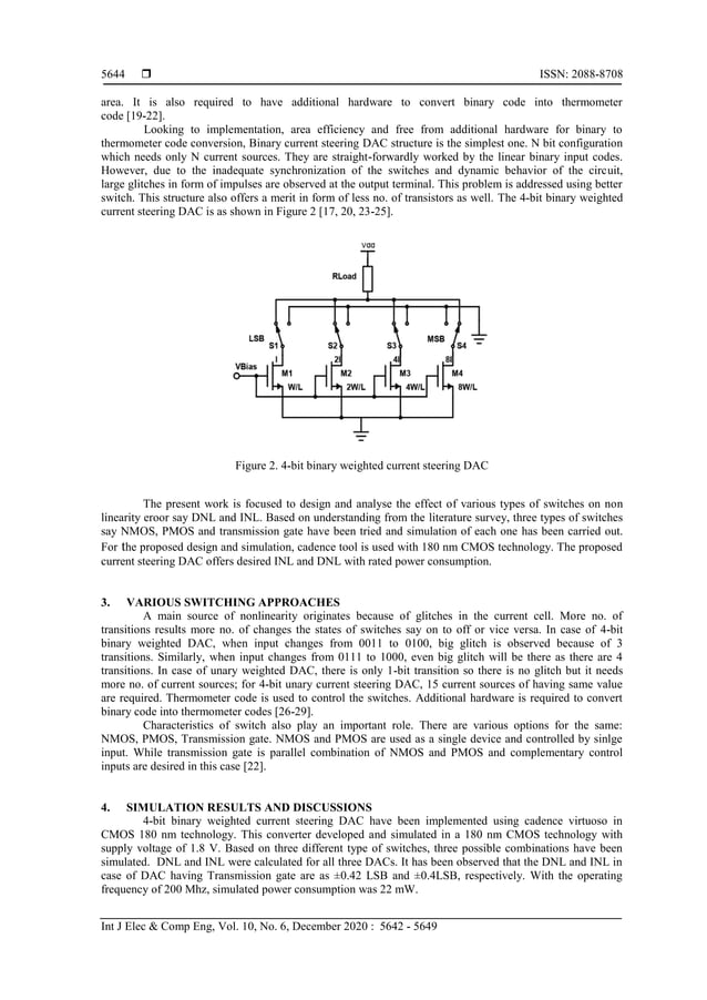 Design and implementation of 4-bit binary weighted current steering DAC | PDF