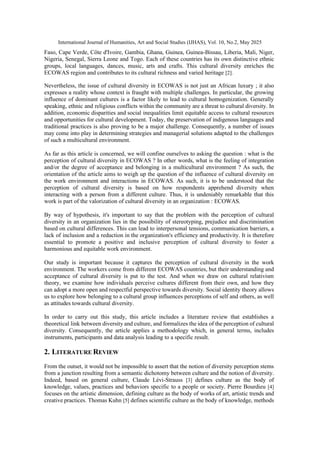 The Perception of Cultural Diversity in ECOWAS: Analysis for an ...
