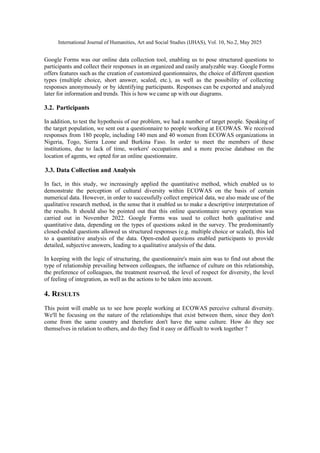 The Perception of Cultural Diversity in ECOWAS: Analysis for an ...