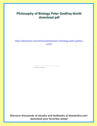Philosophy of Biology Peter Godfrey-Smith | PDF