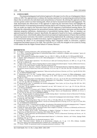 Model for motivating learners with personalized learning objects in a hypermedia adaptive ...