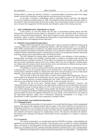 Model for motivating learners with personalized learning objects in a hypermedia adaptive ...