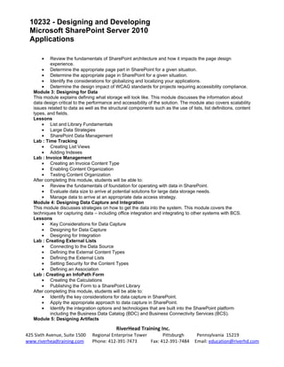 10232 designing and developing microsoft share point server 2010 applications | PDF