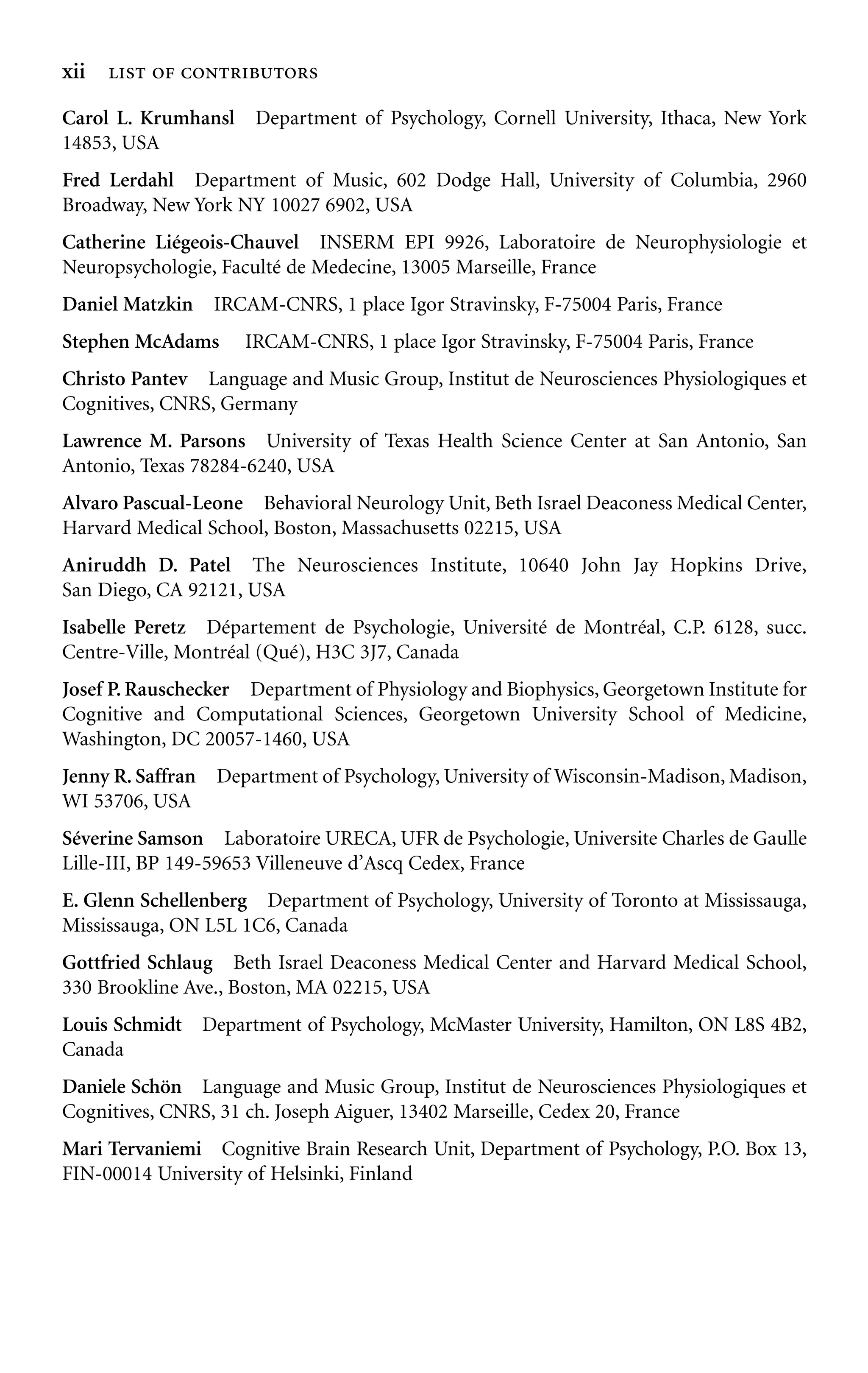 The Cognitive Neuroscience Of Music Peretz I Zatorre Rj Eds | PDF