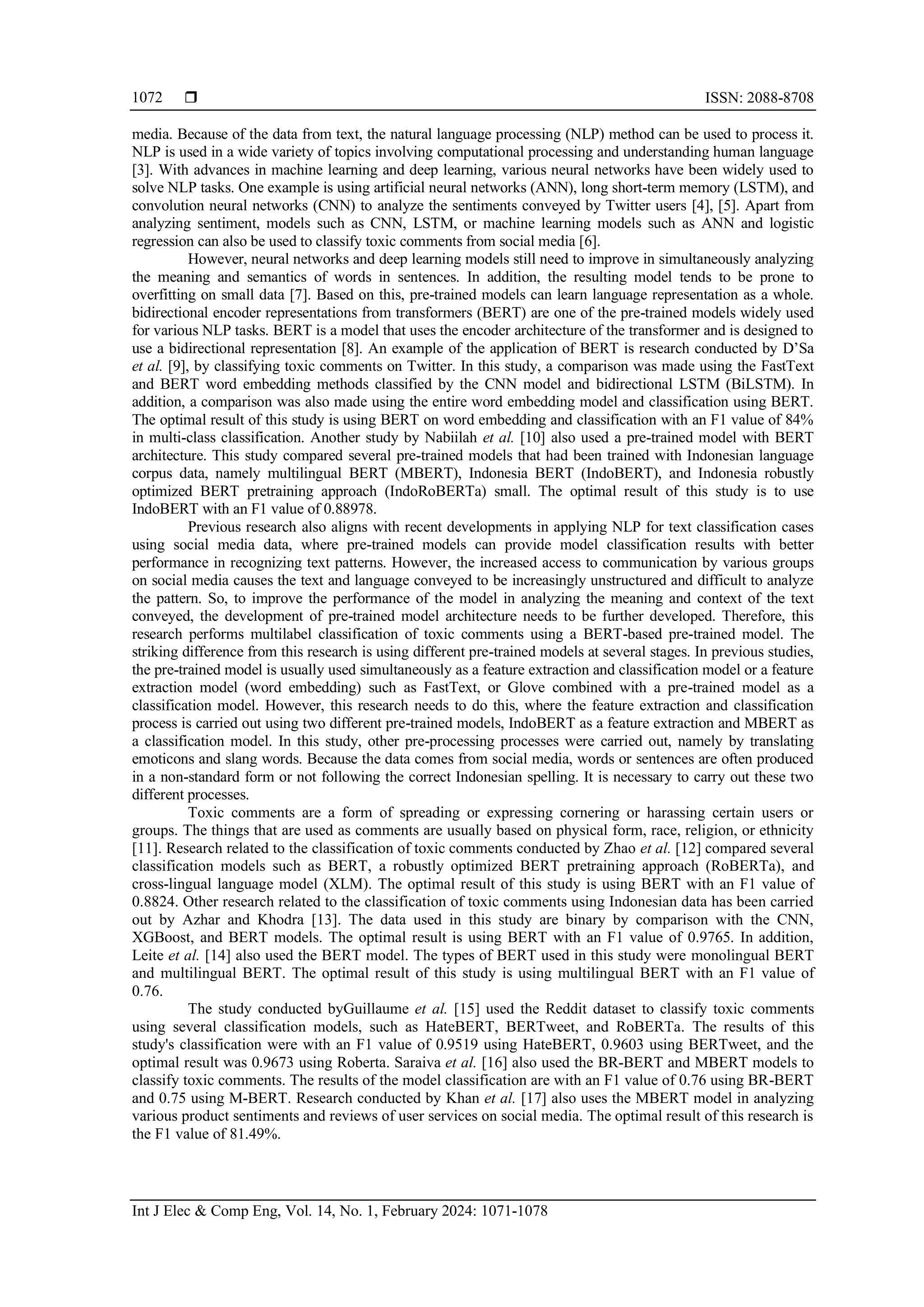 Indonesian multilabel classification using IndoBERT embedding and MBERT classification | PDF