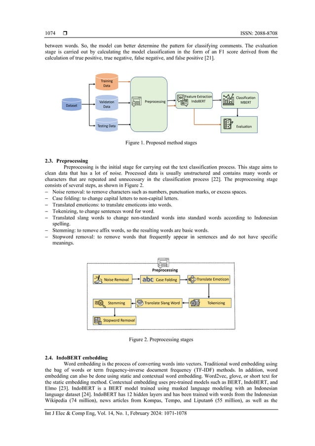 Indonesian multilabel classification using IndoBERT embedding and MBERT classification | PDF