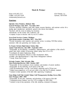 Mark RESUME-current 2016 | PDF