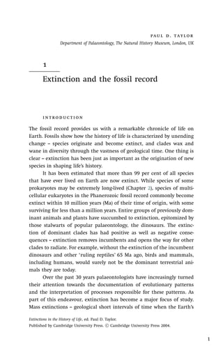 Extinctions In The History Of Life Taylor Pd Ed | PDF