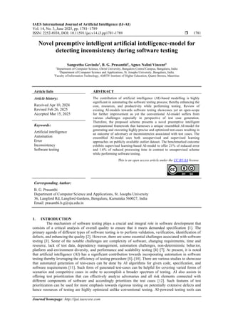 Novel preemptive intelligent artificial intelligence-model for detecting inconsistency during ...