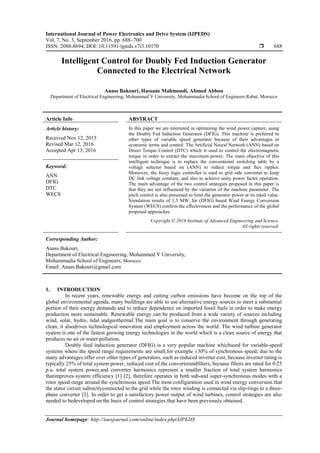 Intelligent Control for Doubly Fed Induction Generator Connected to the Electrical Network | PDF