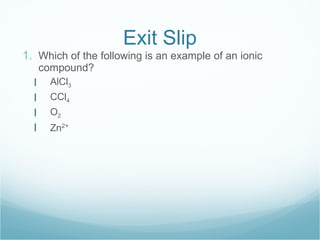 10/26 What are the three types of chemical bonds? - Part II | PPT ...