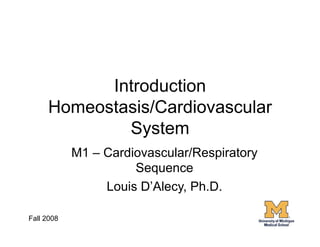 10.27.08: Introduction Homeostasis/Cardiovascular System | PDF