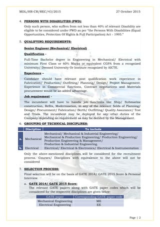 mdl recruitment notification 2015 | PDF
