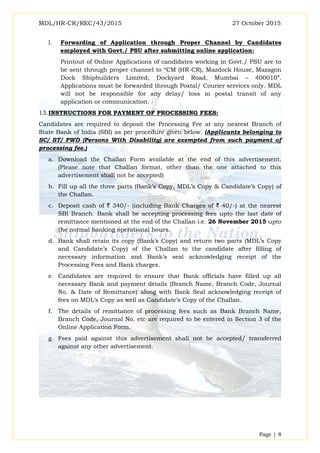 mdl recruitment notification 2015 | PDF