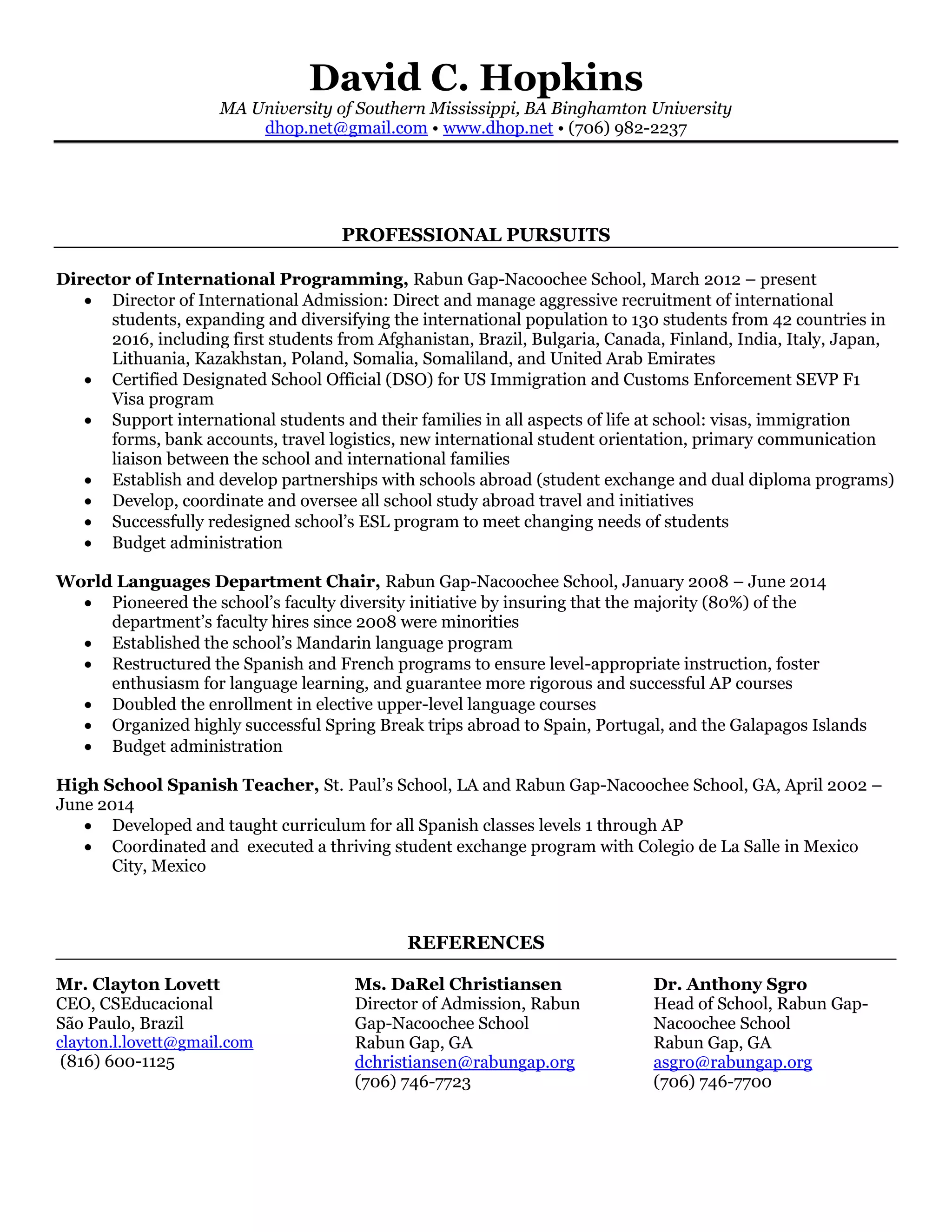 David Hopkins CV | PDF