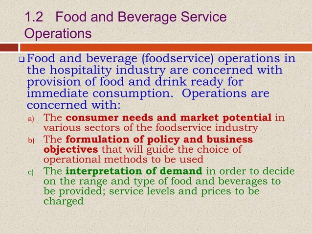 INTRODUCTION TO FOOD & BEVERAGE SERVICE.ppt | Food Industry | Industries