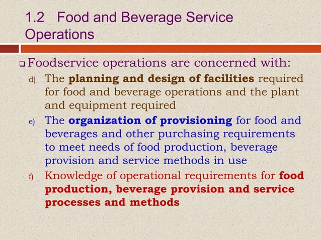 INTRODUCTION TO FOOD & BEVERAGE SERVICE.ppt | Food Industry | Industries