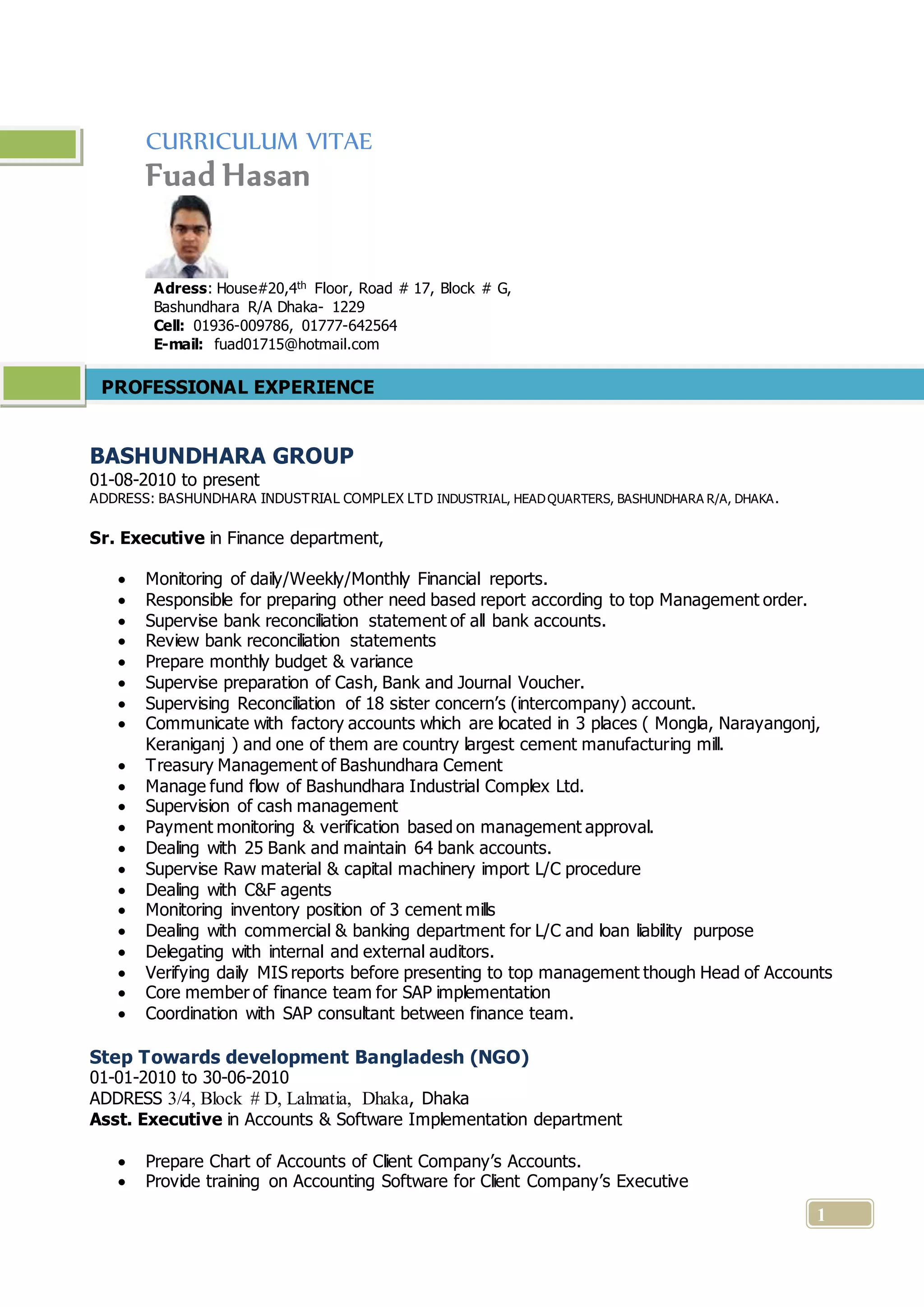 New Resume of Fuad Hasan | DOCX