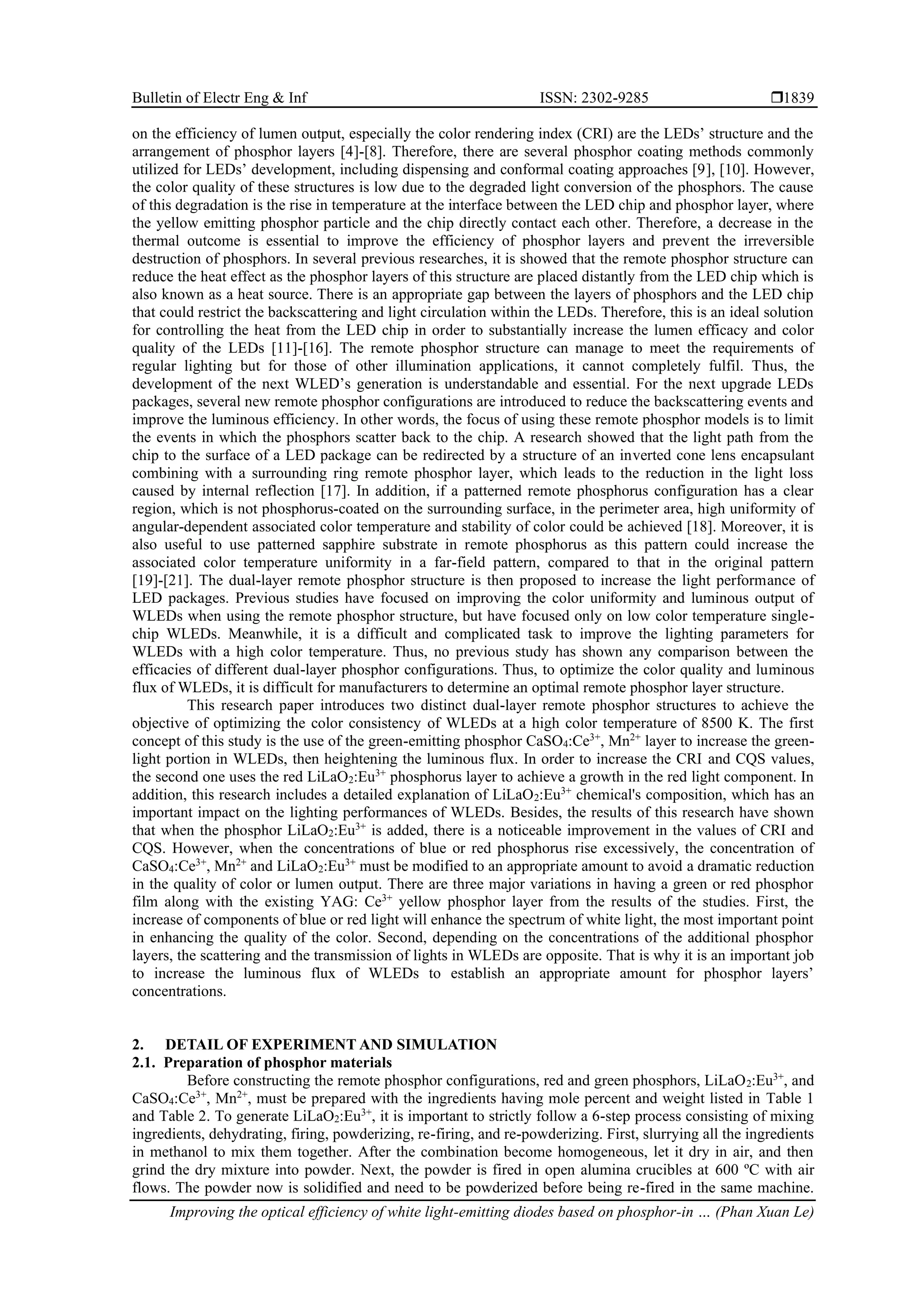 Improving the optical efficiency of white light-emitting diodes based on phosphor-in-glass by a ...