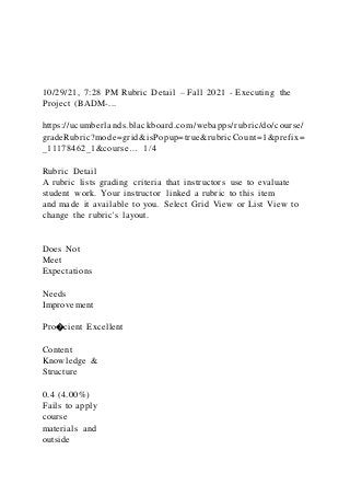 102921, 728 PM Rubric Detail – Fall 2021 - Executing the Pr | PDF