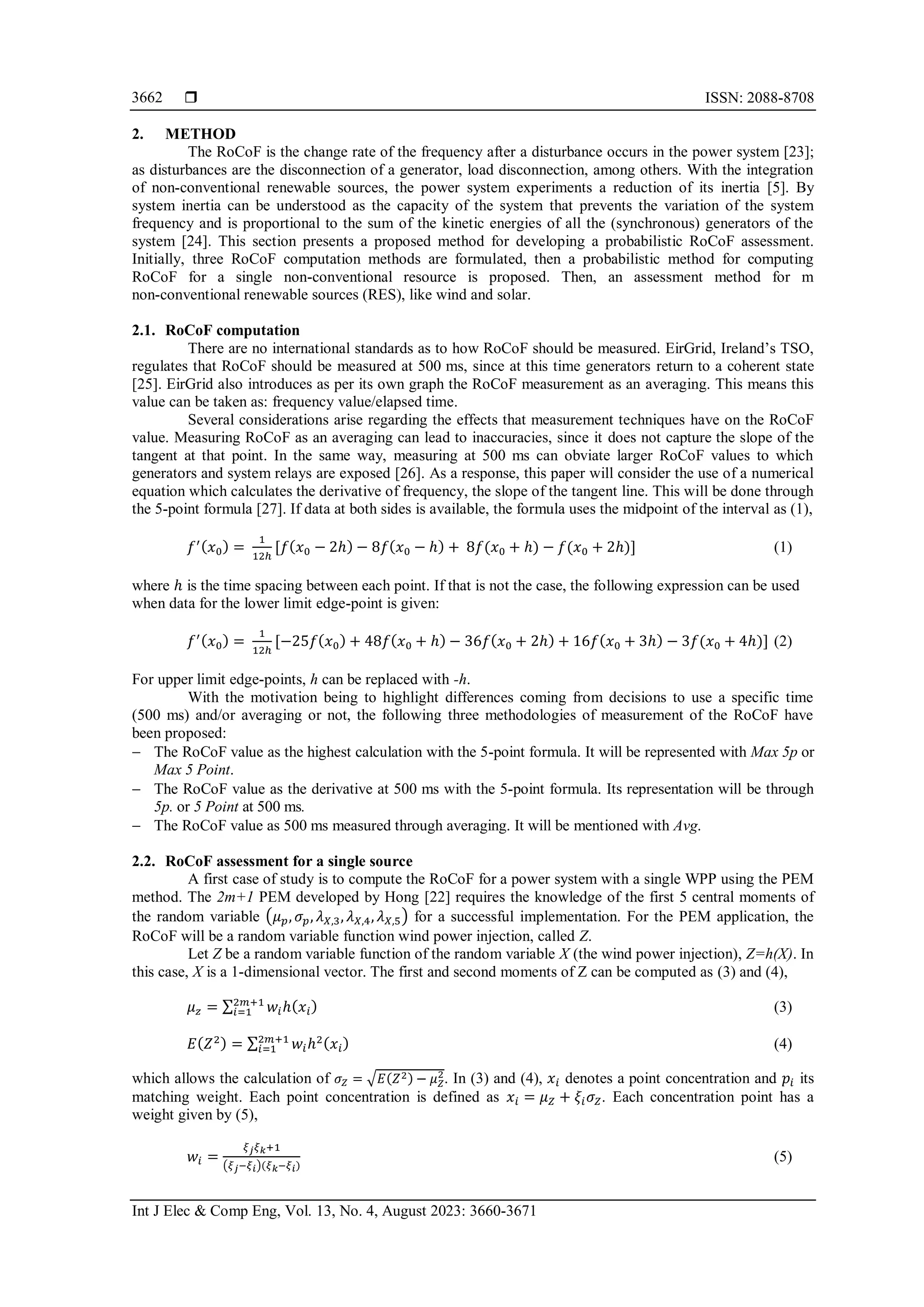 Uncertainty model for rate of change of frequency analysis with high ...