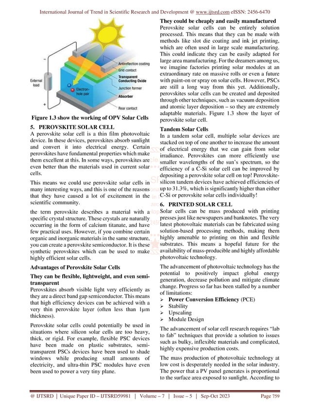 Advance Solar Cells and Printed Solar Cell A Review | PDF