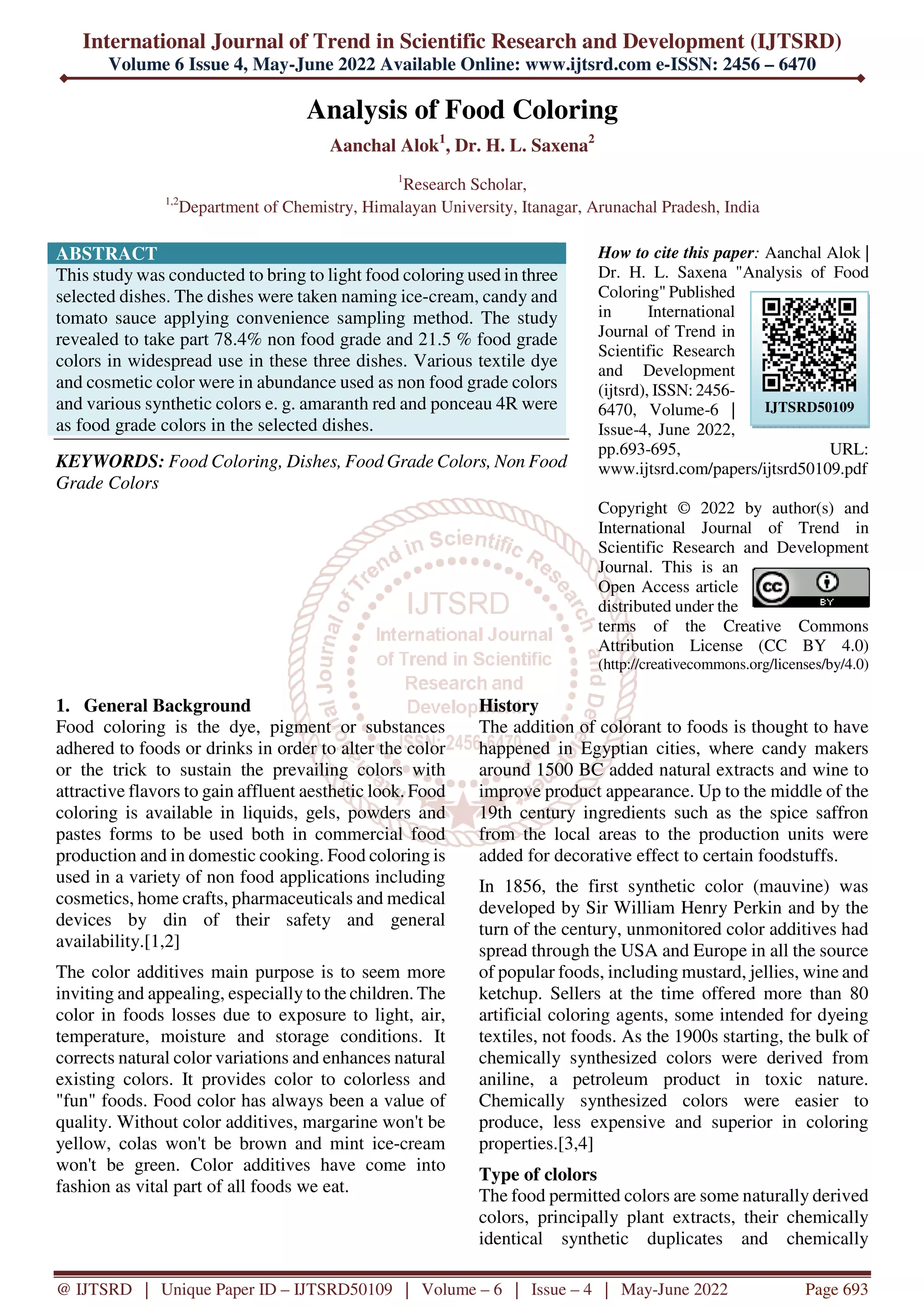 Analysis of Food Coloring | PDF