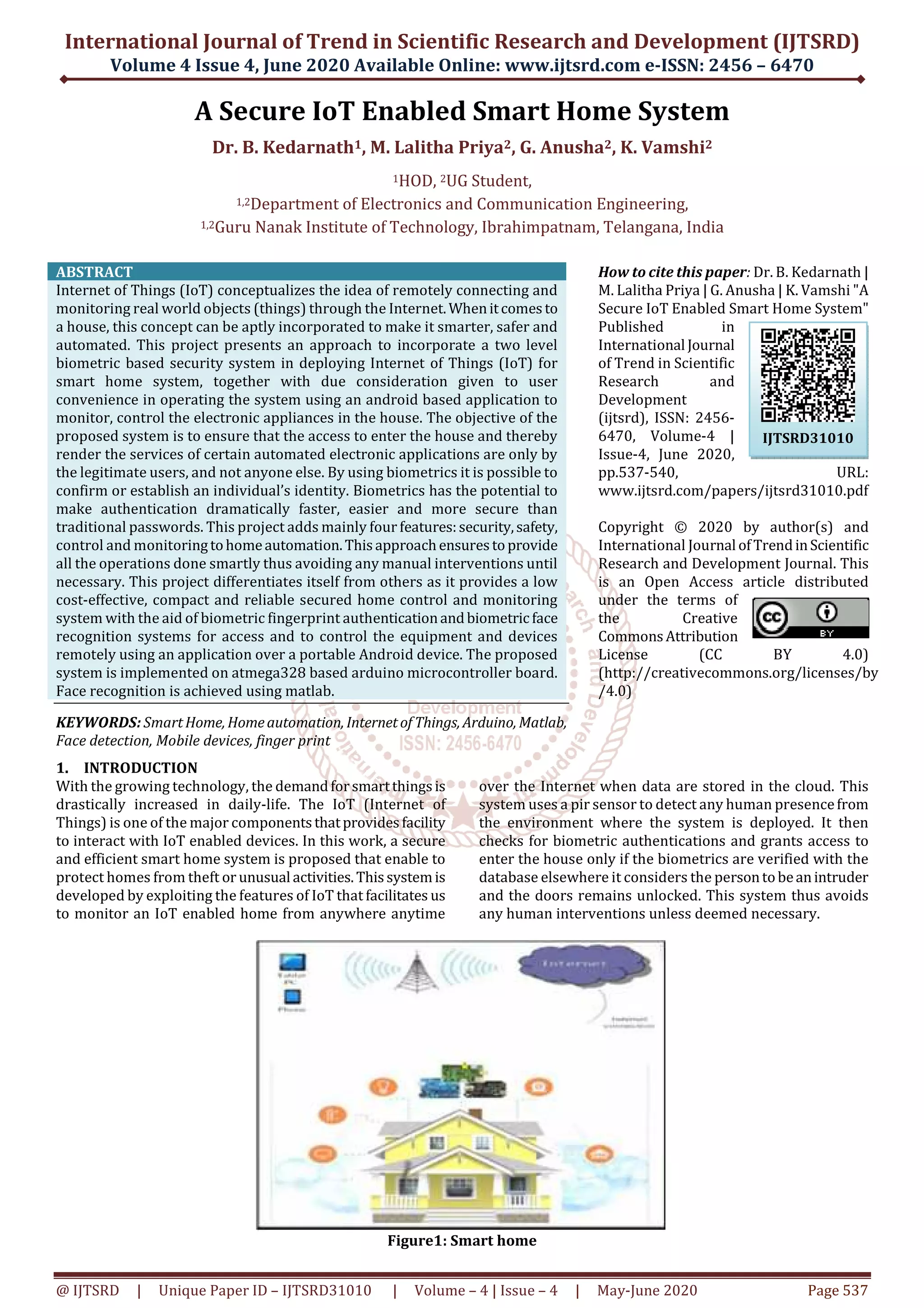 A Secure IoT Enabled Smart Home System | PDF
