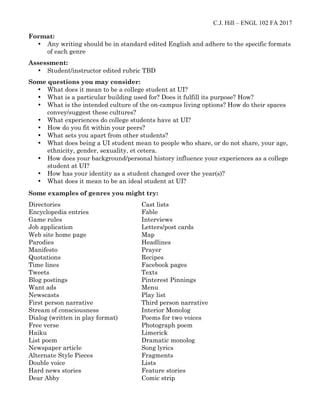 102 assignment sheet and assessment articulation | PDF