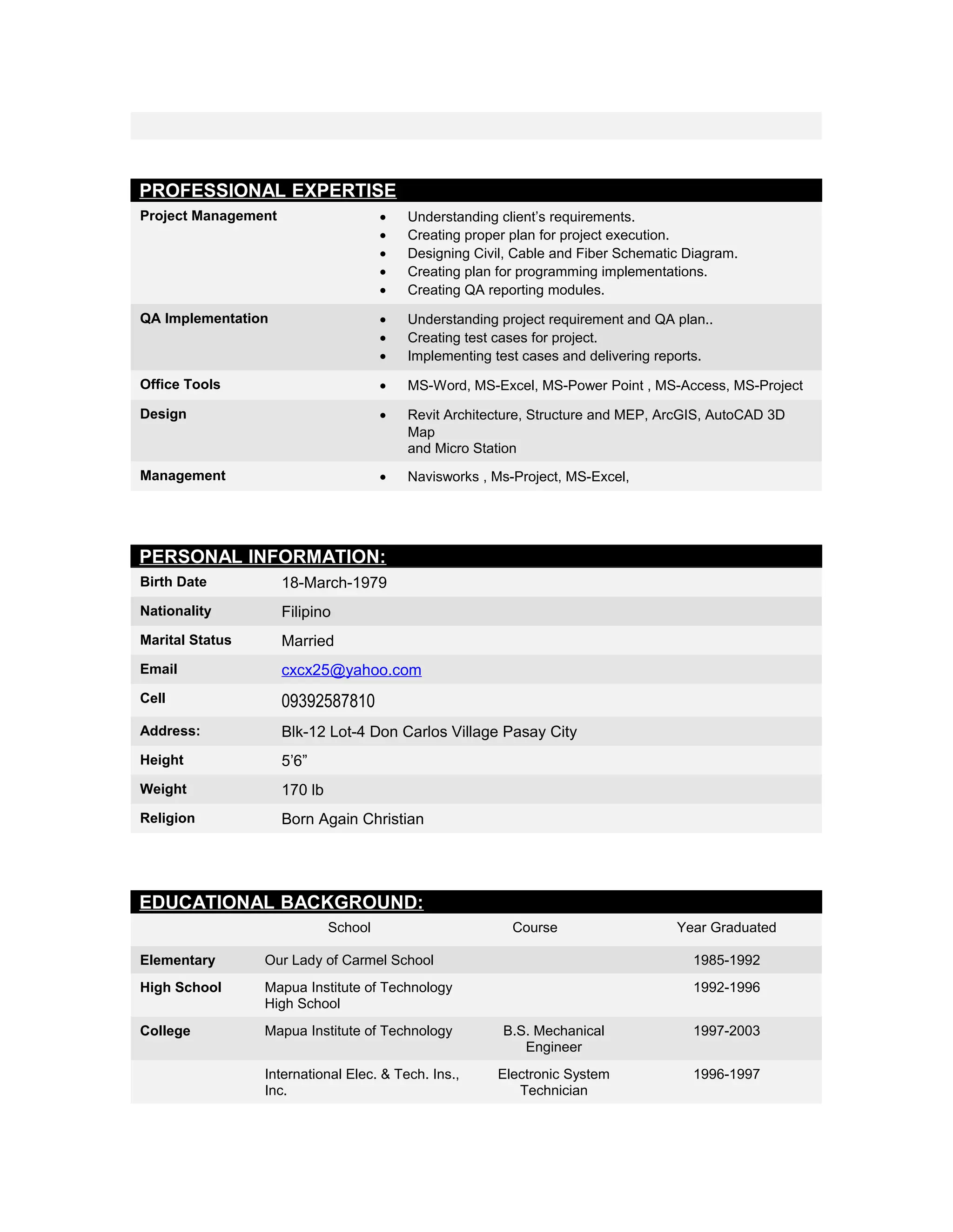 CV Joseph Rey C. Marilla | PDF