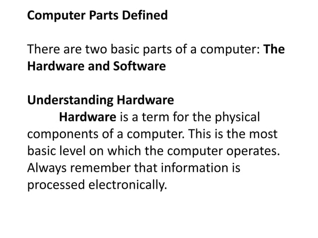 102 Computer Parts and Basic Function.pdf | Computer Peripherals | Computing