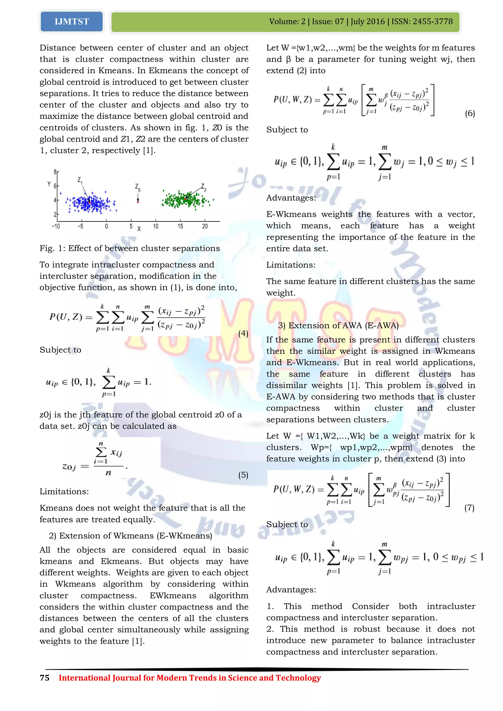 A New Framework for Kmeans Algorithm by Combining the Dispersions of Clusters | PDF