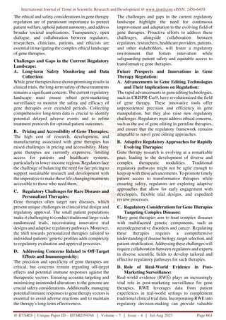 Regulatory Landscape for Gene Therapies Current Status and Future ...