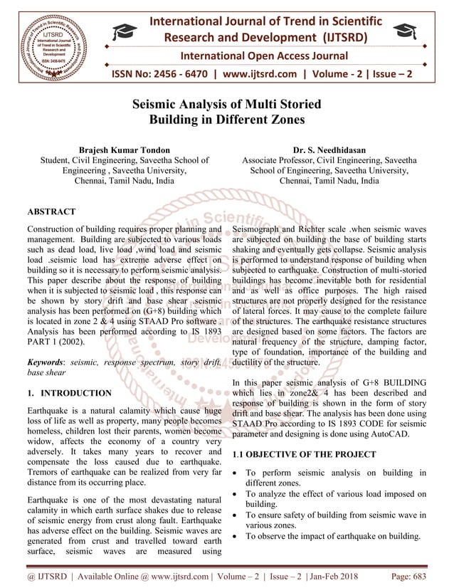 Seismic Analysis of Multi Storied Building in Different Zones | PDF
