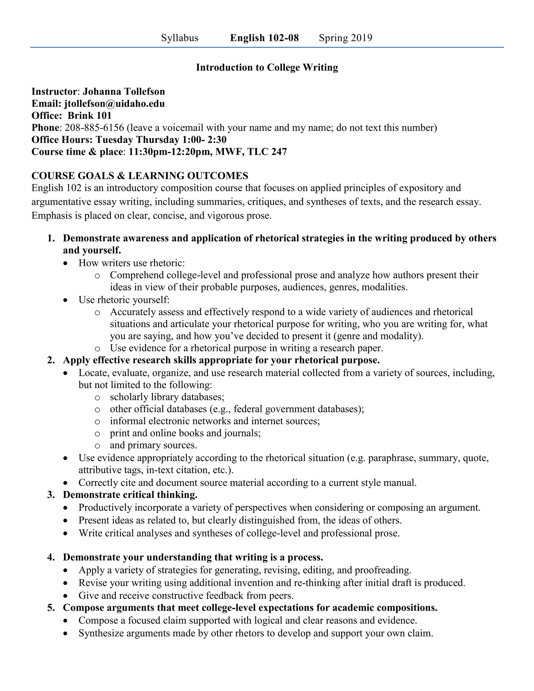 102 syllabus | PDF