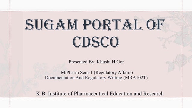 Sugam Portal Of CDSCO | PPTX