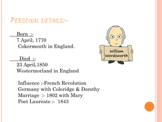 Paper no.103 Biography on William Wordsworth | PPTX