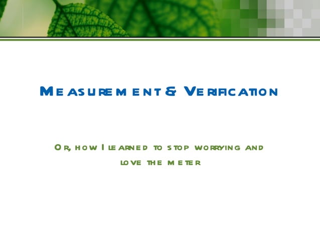 Measurement & Verification | PPT