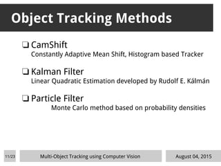 Multi Object Tracking | Presentation 1 | ID 103001 | PPTX | Technology ...