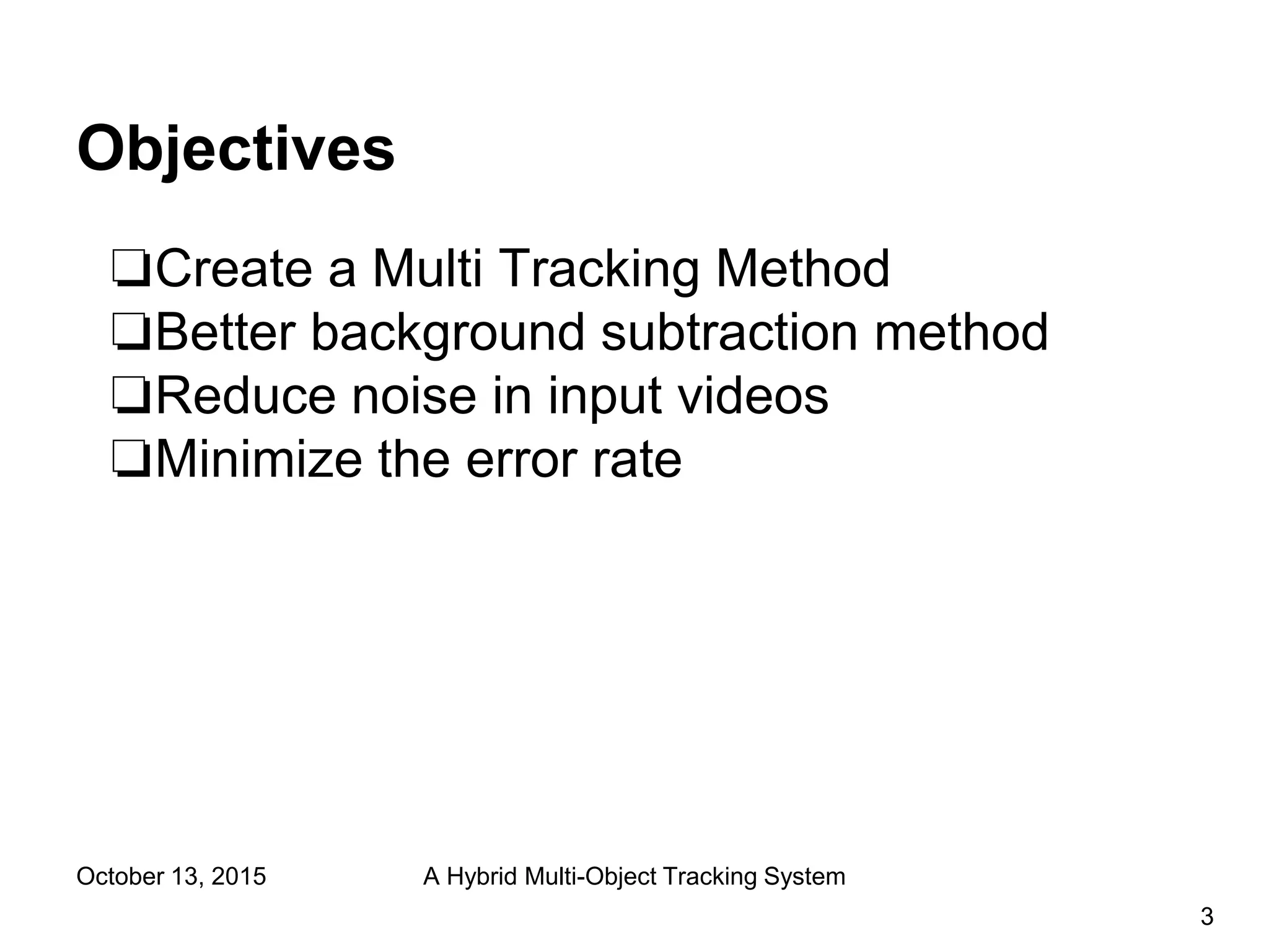 Multi Object Tracking | Presentation 2 | ID 103001 | PPT
