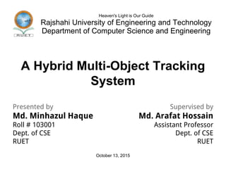 Multi Object Tracking | Presentation 2 | ID 103001 | PPT